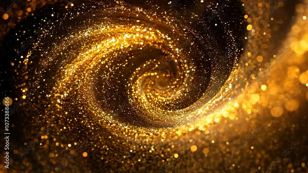 4k Animation of the appearance of gold particles that form into a ...