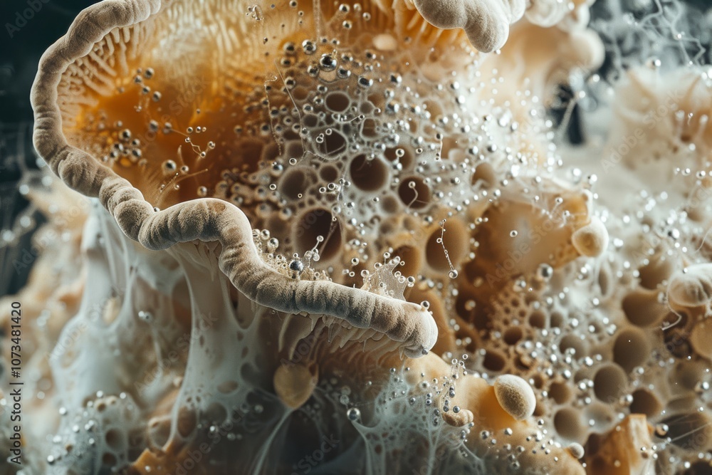 Spore Production: An image showing a dense layer of fungal spores on ...