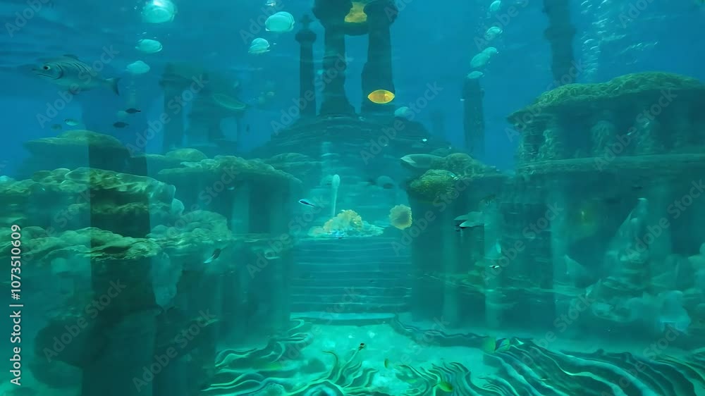 Underwater Atlantis The lost city of Atlantis with glowing coral ...