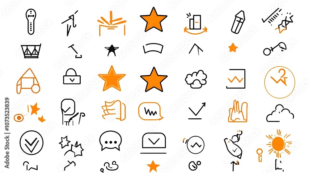 Comprehensive set of rating and feedback icons in minimalist outline ...