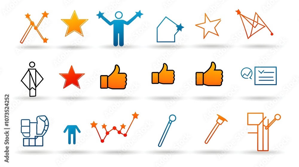 Collection of customer satisfaction icons including feedback stars ...