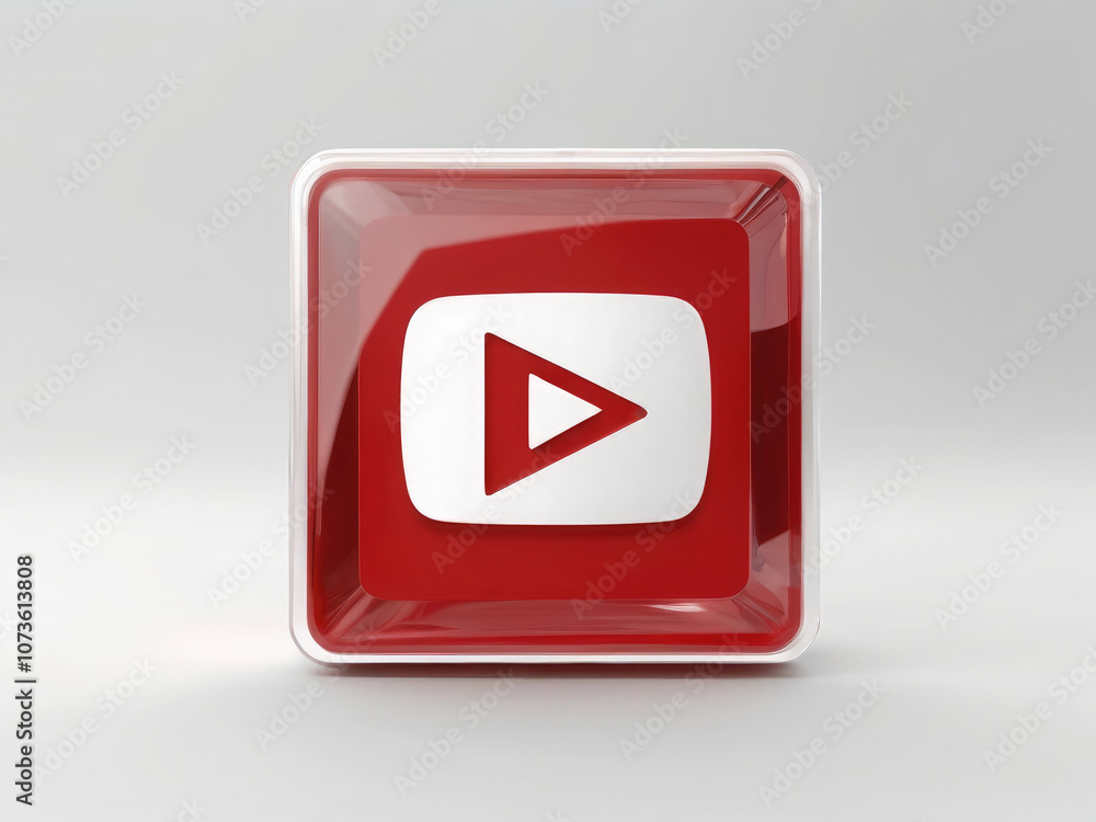 Transparent PNG available 3d YouTube logo play button red square white ...