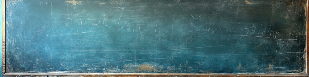 A chalkboard in a forgotten classroom, its slate wiped clean except for ...