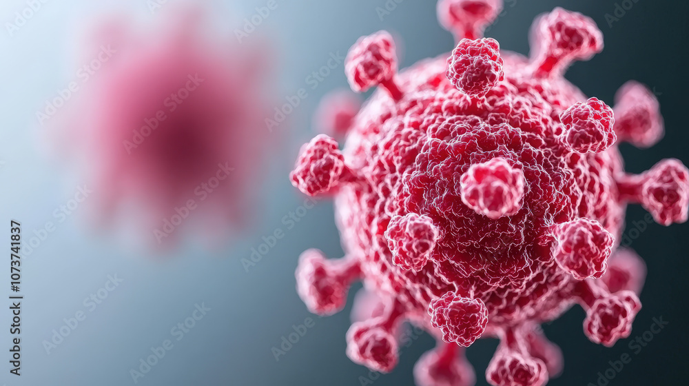 Microscopic view of virus, showcasing its structure and spikes ...