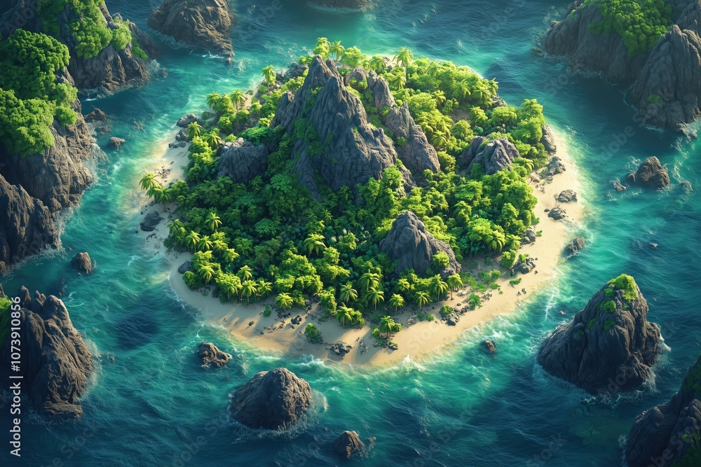 Tropical Island Beach Tabletop RPG Jungle Shore Map, Fantasy ...