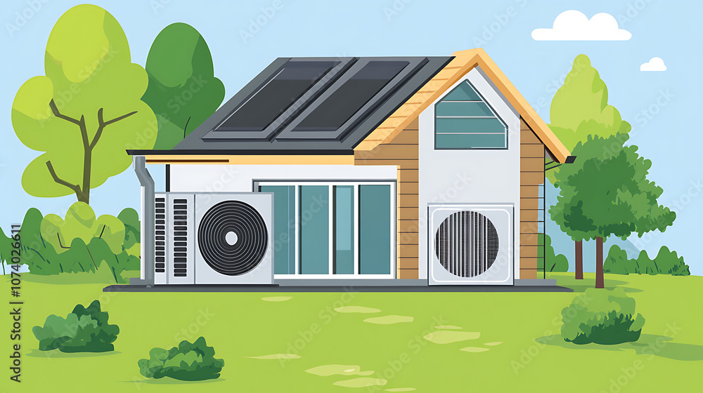 Eco friendly heat pump system, home temperature regulation, air source ...