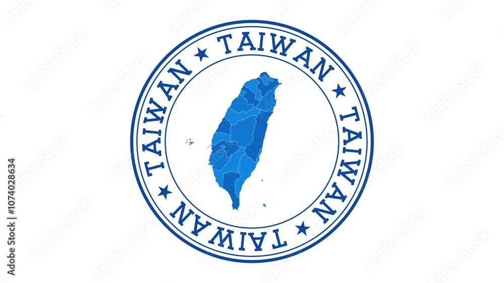 Vidéo Stock Taiwan intro. Badge with the circular name and map of ...