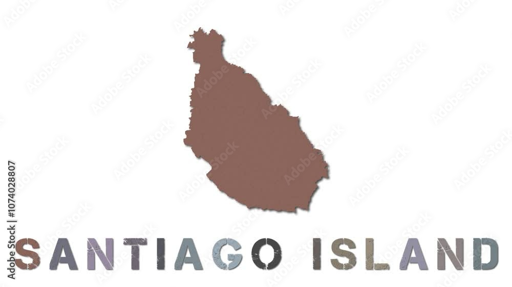 Santiago Island map with paper regions. Animated island map growing ...