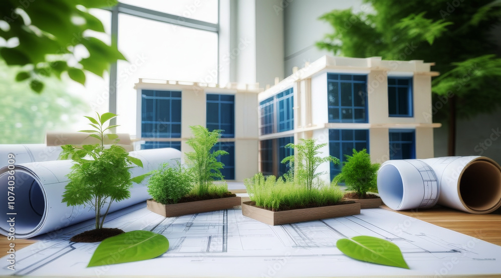 Blueprints and Greenery for Eco-Friendly Construction 8 Stock ...