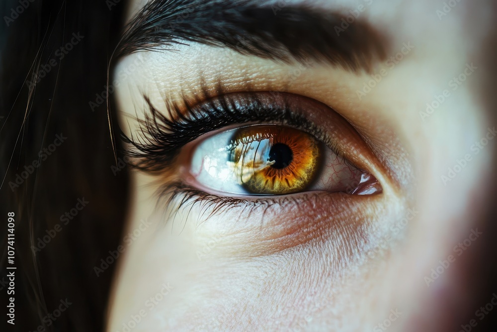 Zoom in on a woman s infected eye She has a stye on her upper eyelid ...