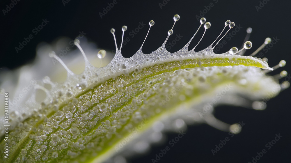 Macro Photography of Dew-Covered Butterwort Leaf Glandular Hairs Stock ...