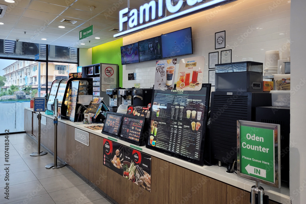 Penang, Malaysia - Oct 26, 2024: Food and beverage counter at a ...