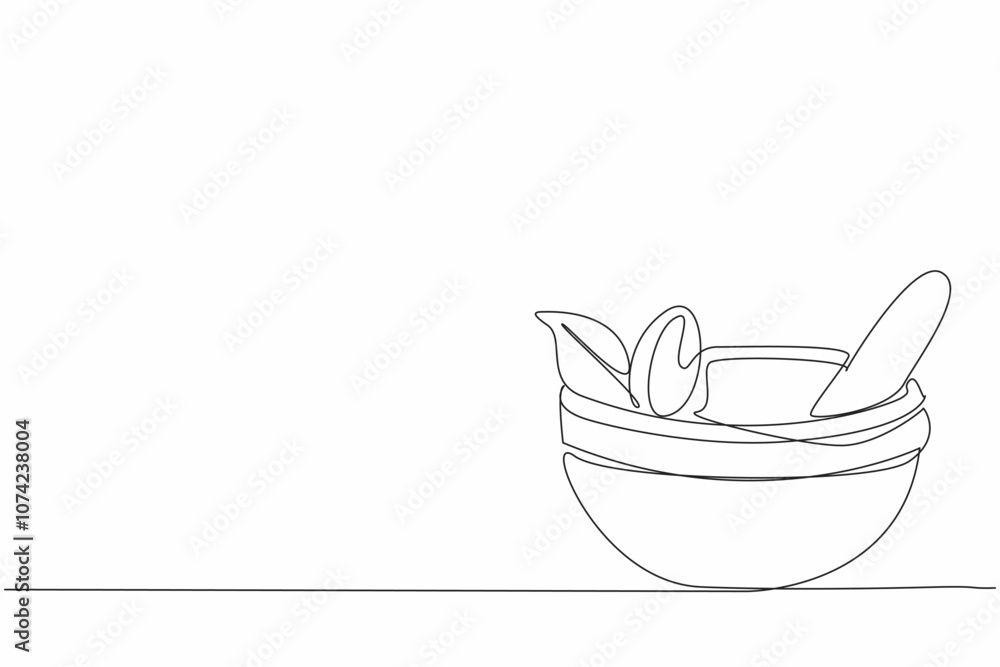 National Pharmacist Day. Single continuous line drawing of mortar and ...