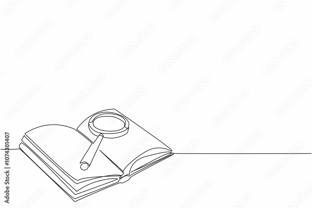 Happy National Thesaurus Day. One continuous line drawing of opened ...