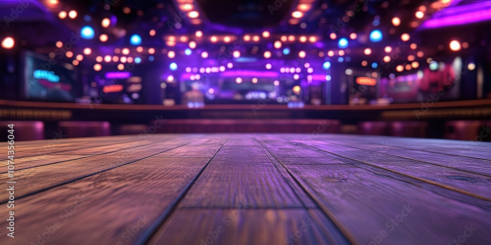 Nightclub interior with vibrant lights. Dance and party set the ...