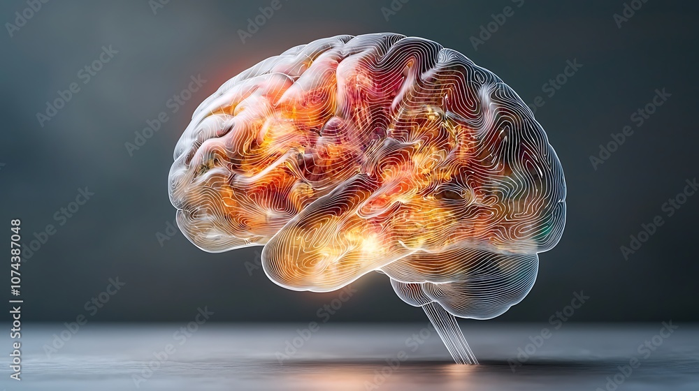 The concept art showcases a human brain bursting with vivid colors and ...