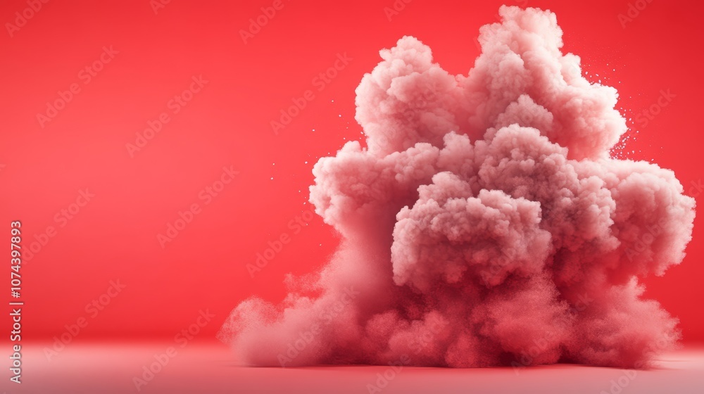 Dynamic red smoke explosion effect on transparent background for design ...