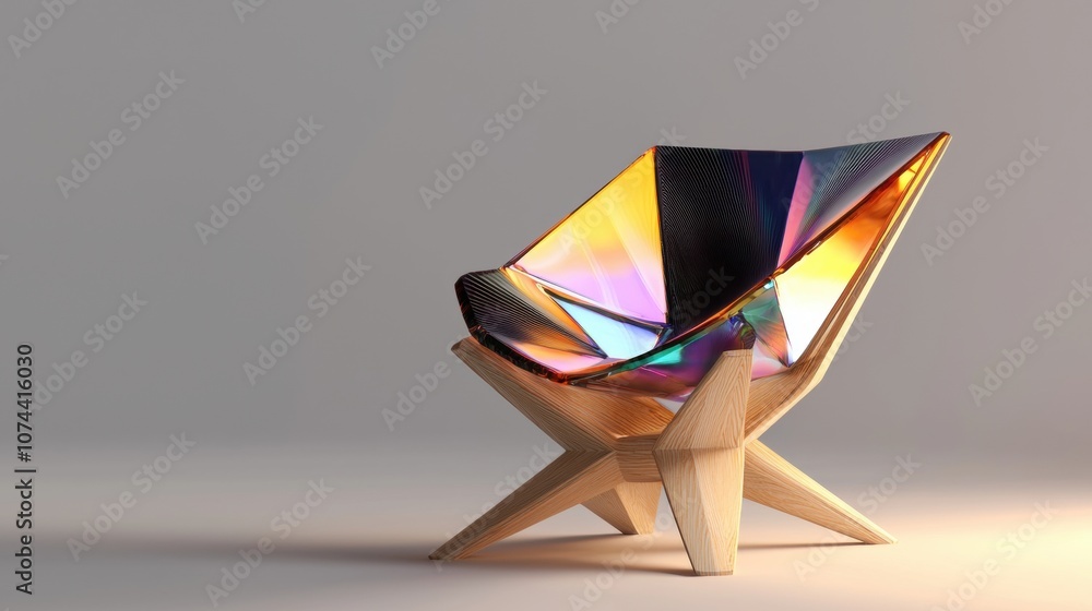 geometric 3D isometric model of a floating chair with clean design ...