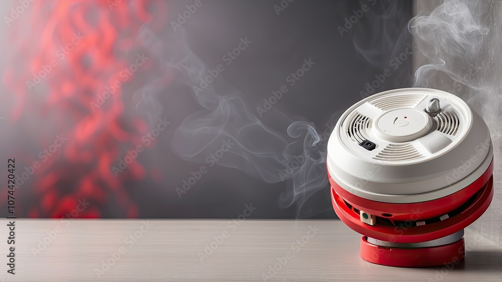 Background action of a fire alarm and a smoke detector with copy Stock ...