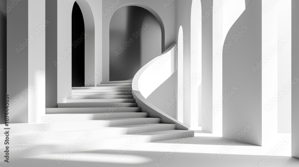Minimalist 3D model of a blank staircase with no visible structure ...