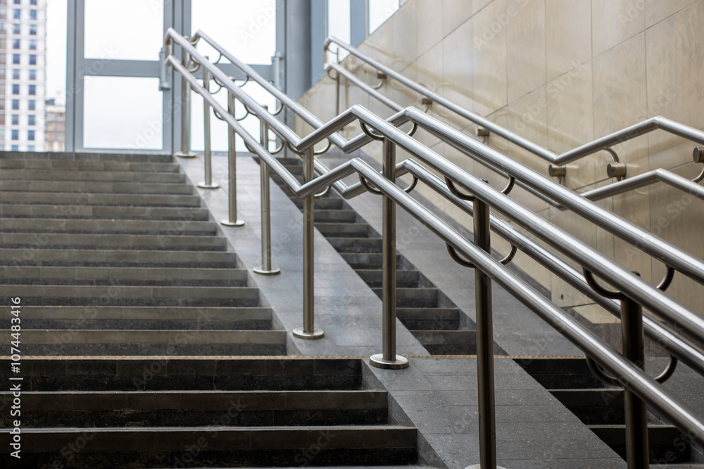 Poster A beautifully designed set of stairs featuring a stainless steel ...
