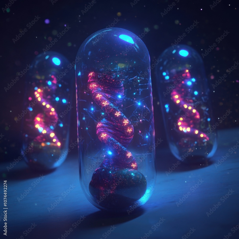 Illuminating Nutrigenomic Supplement Capsules Revealing Visible DNA ...
