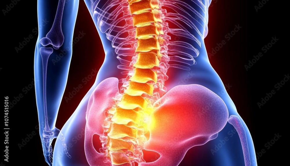 Premature Aging 3D Render of a Young Adult Spine With Early Stage ...