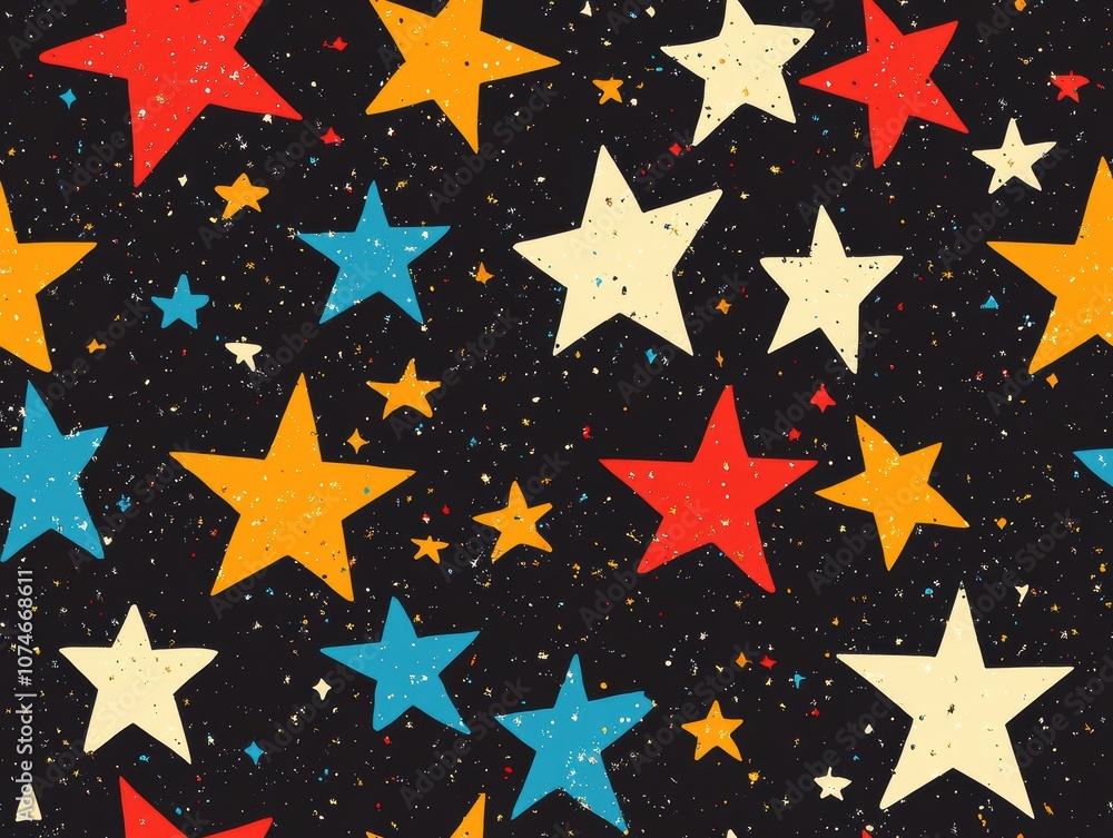 Starry Overlap, a seamless design featuring a flat pattern of ...