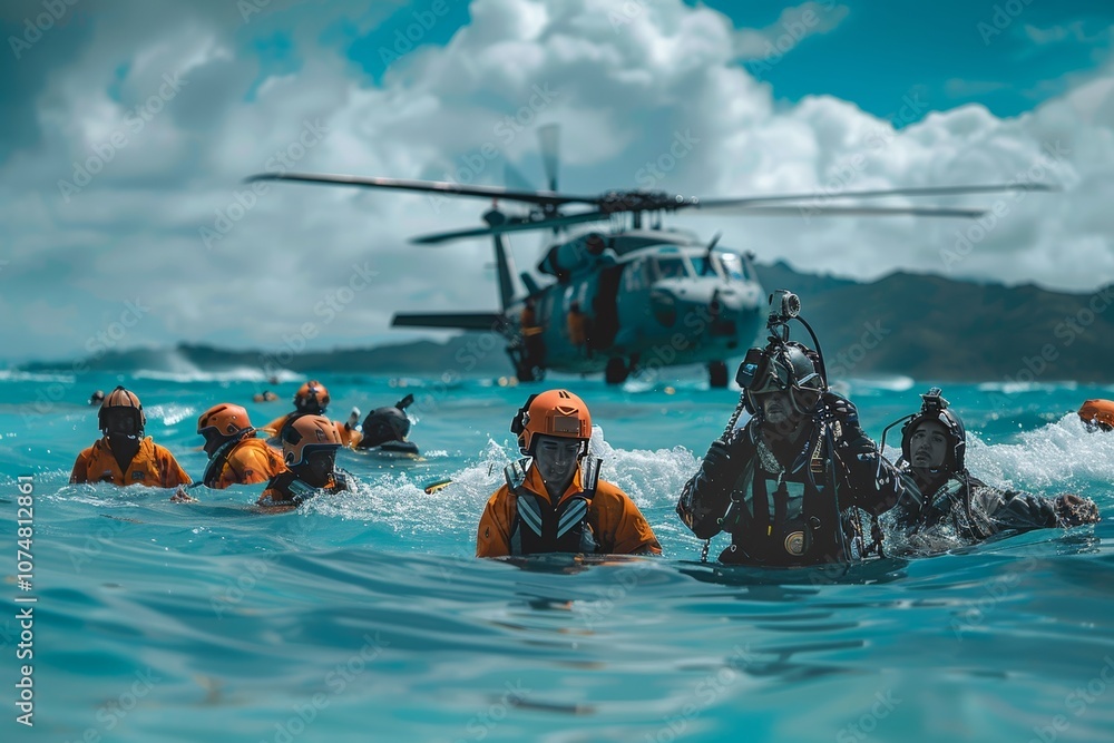 Maritime patrol officers helping people on the water, rescuing them ...