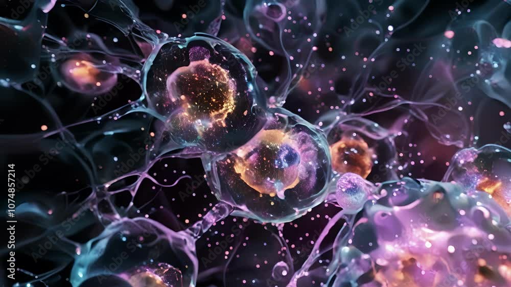 Eosinstained microscopic view of a lymph node highlighting the presence ...