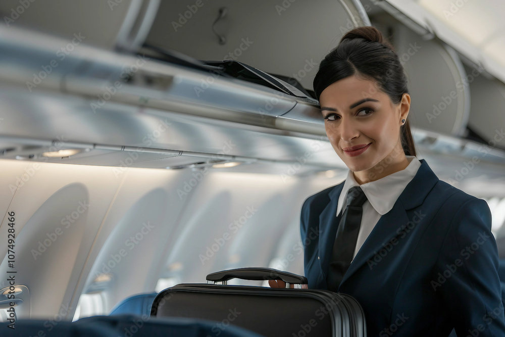 Generative AI portrait of professional airline crew worker steward ...
