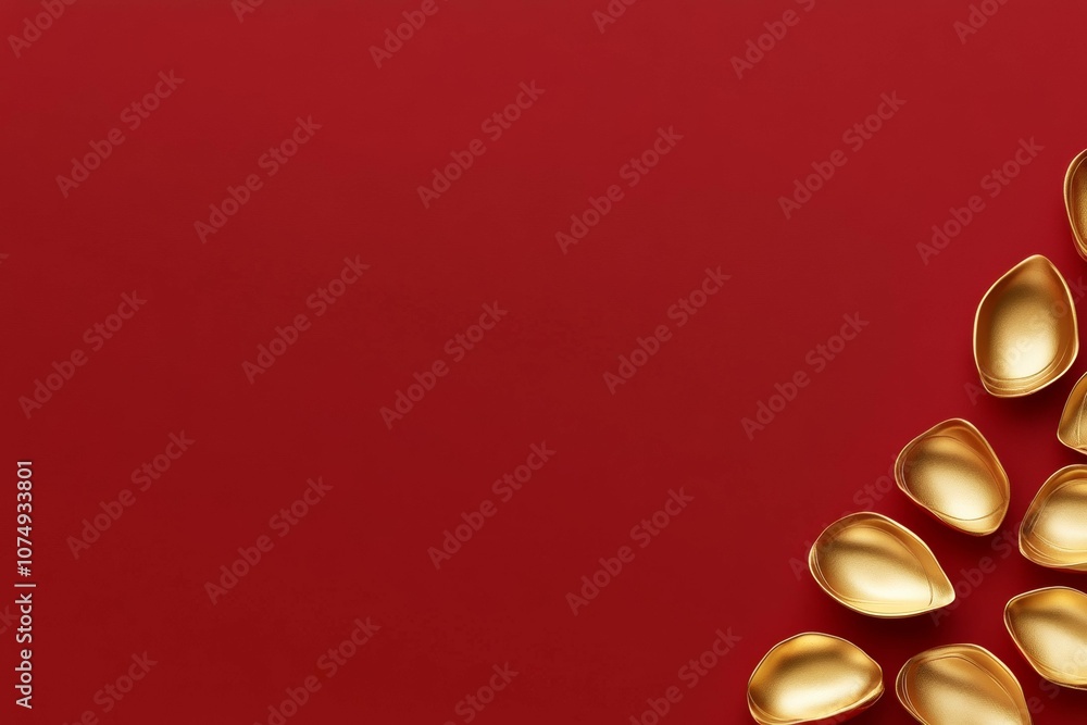 Red Background with Gold Coins: A festive and vibrant image featuring a ...