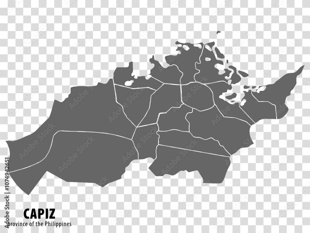Blank map Capiz of Philippines. High quality map Province of Capiz with ...