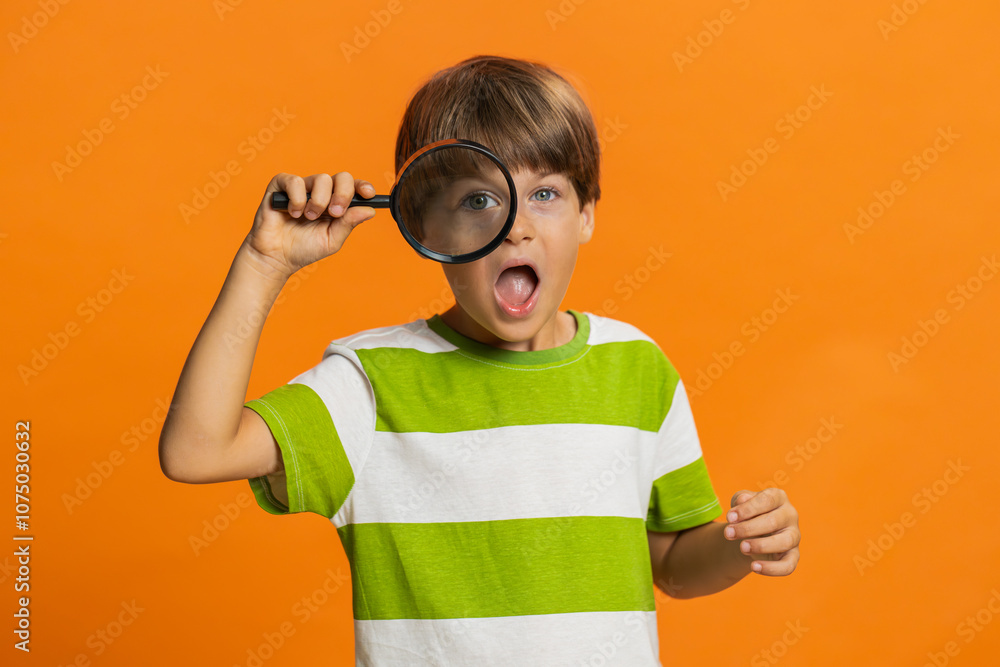Investigator researcher scientist preteen child boy kid holding ...
