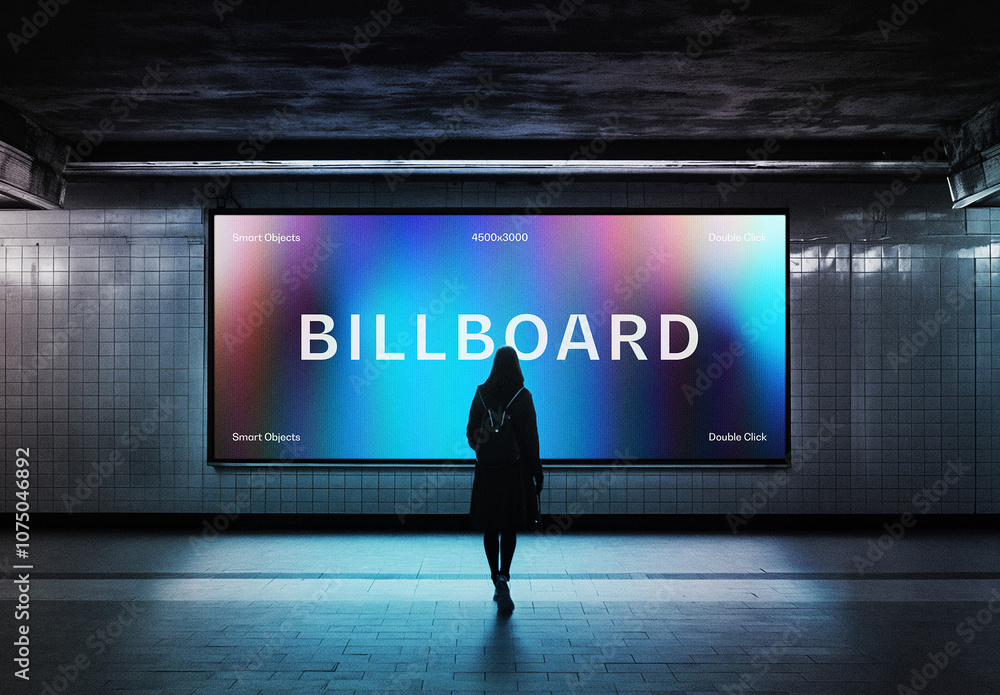 Subway Billboard Screen Mockup With Generative AI Stock Template ...