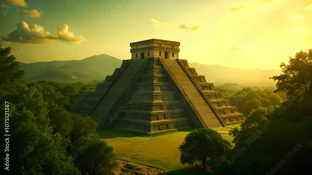 The Ethereal Majesty of an Aztec Pyramid Embodying the Lore of El ...