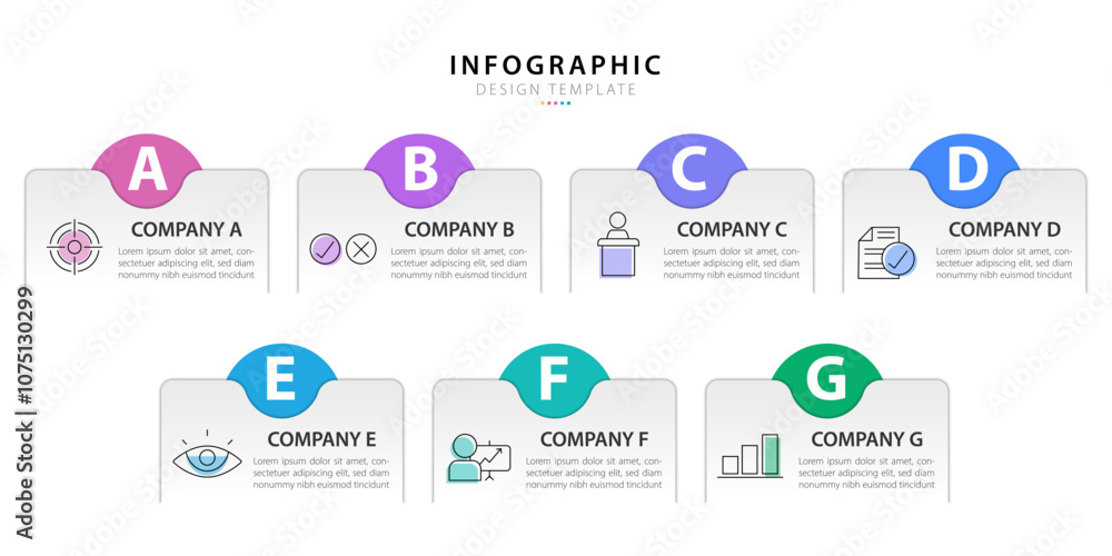 Timeline infographic template. 7 Step timeline journey, calendar Flat ...