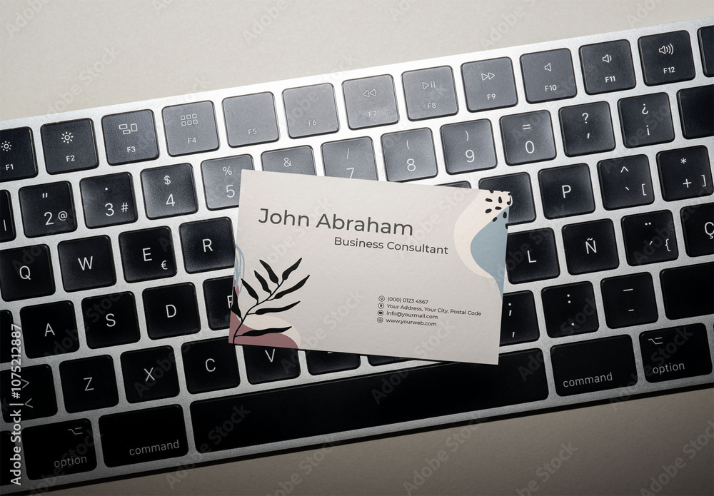 Blank Business Card on Computer Keyboard. Mockup and design ...