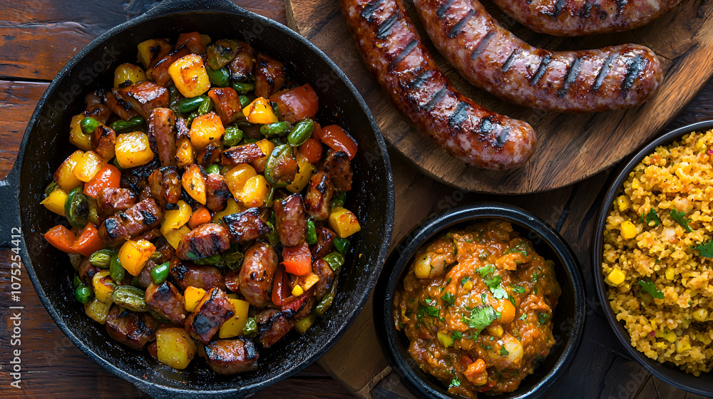 Chakalaka, a South African spicy vegetable relish, served with pap ...