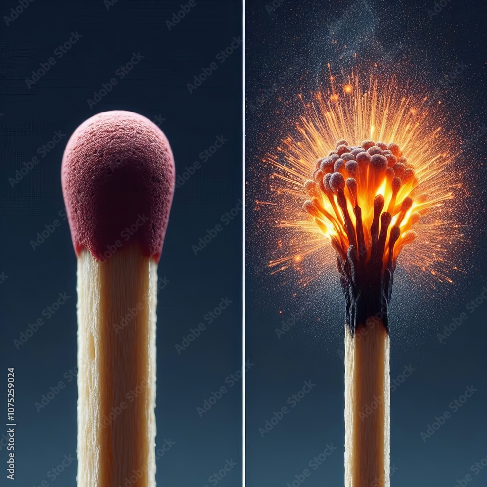 Matchstick Head Close up of a matchstick head before and after b Stock ...
