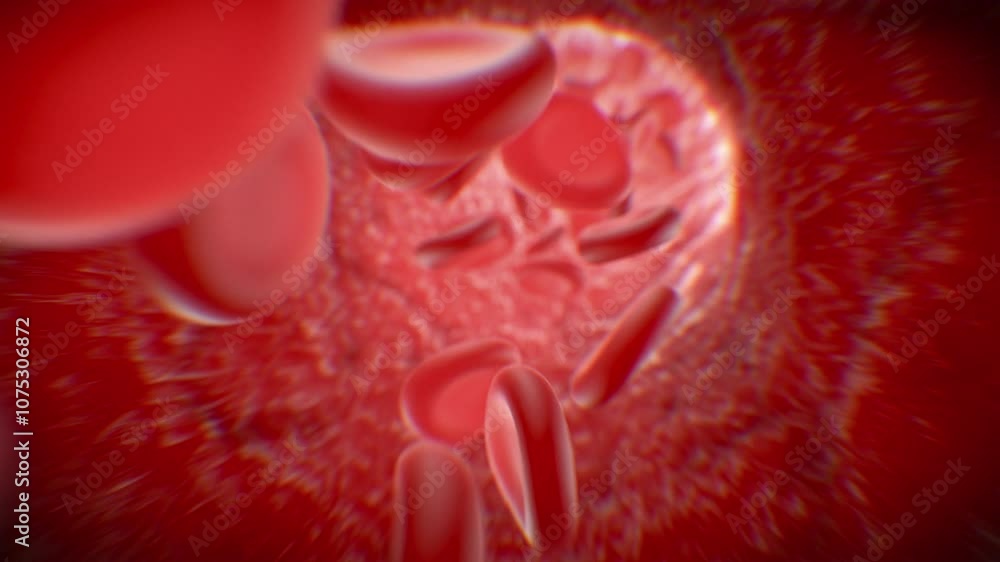 Red Blood Cells Flowing Close-up Inside Realistic Vein Seamless. Blood ...