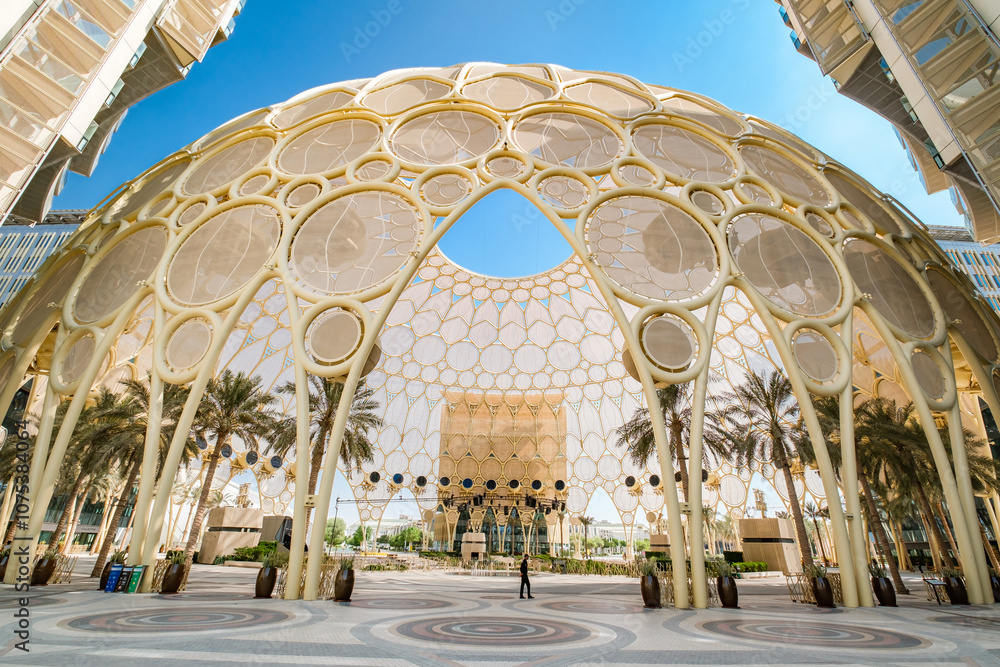 Dubai, UAE – october 23, 2024: Dubai Expo 2020, dome Al Wasl Plaza Expo ...