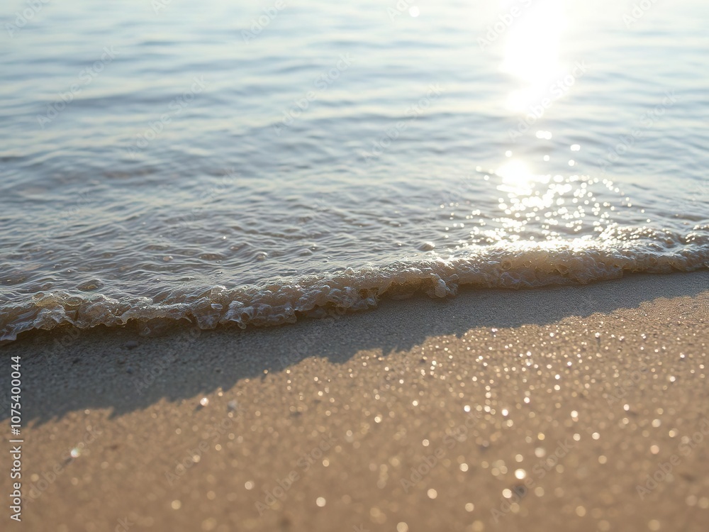 Morning dew sparkles on the surface of crystal clear waters that meet ...