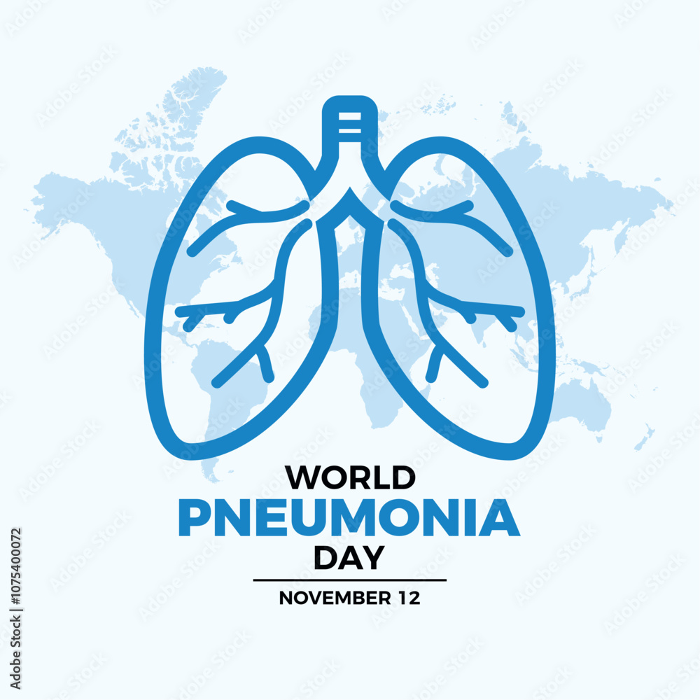 World Pneumonia Day poster vector illustration. Human lungs and world ...