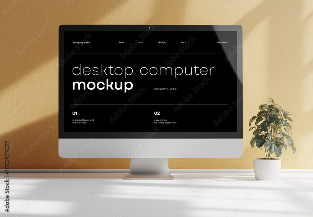 Realistic Desktop Computer Mockup – AI-Generated Design for Website ...