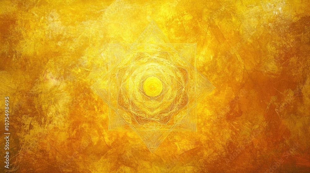 Abstract representation of the Manipura solar plexus chakra featuring a ...