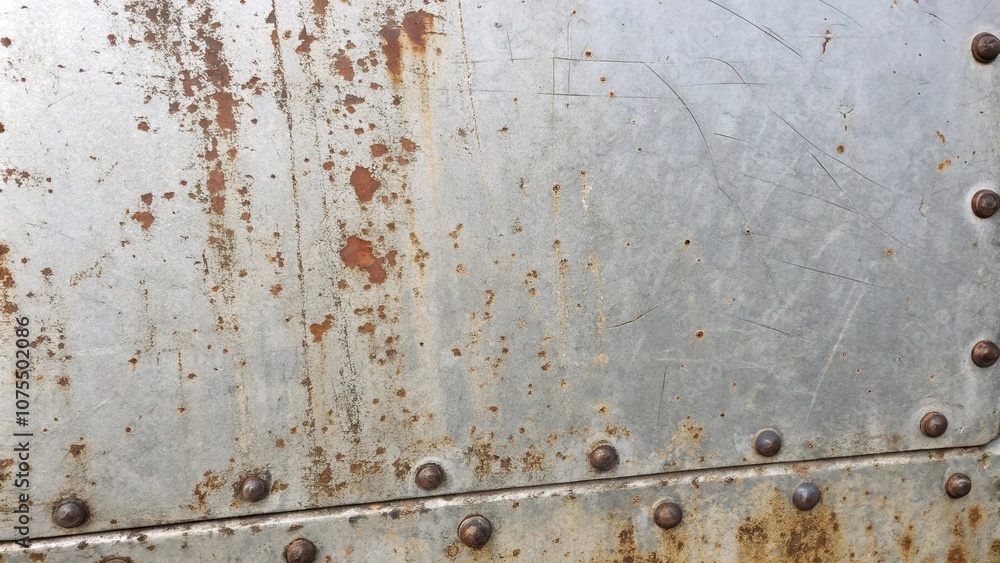 Weathered metal surface with rust spots and scratches, rough ...