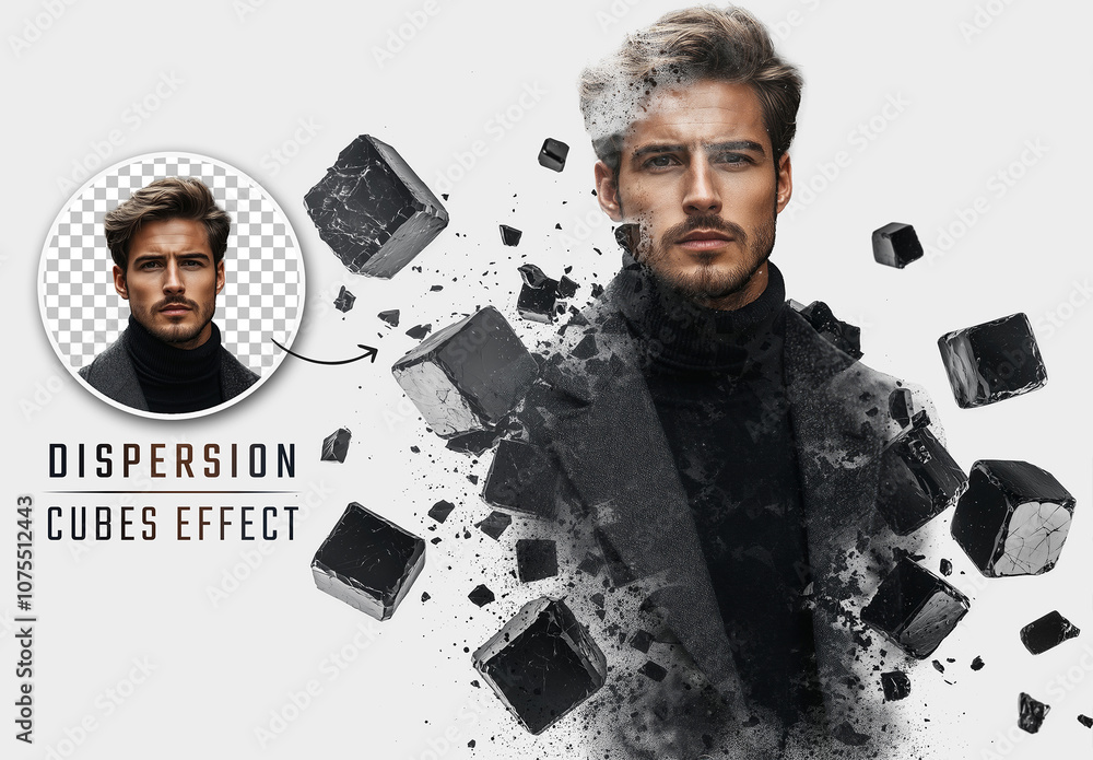 Exploding Cubes Dispersion Photo Effect Mockup. Generative Ai Stock ...