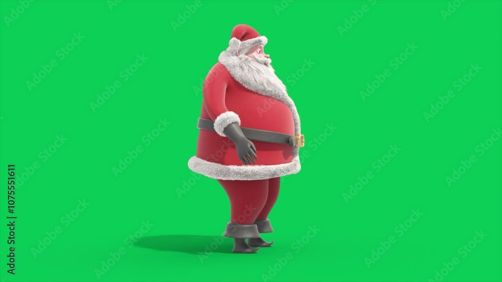 Santa Claus Greets Green Screen Loop Side 3D Rendering Animations 4K ...