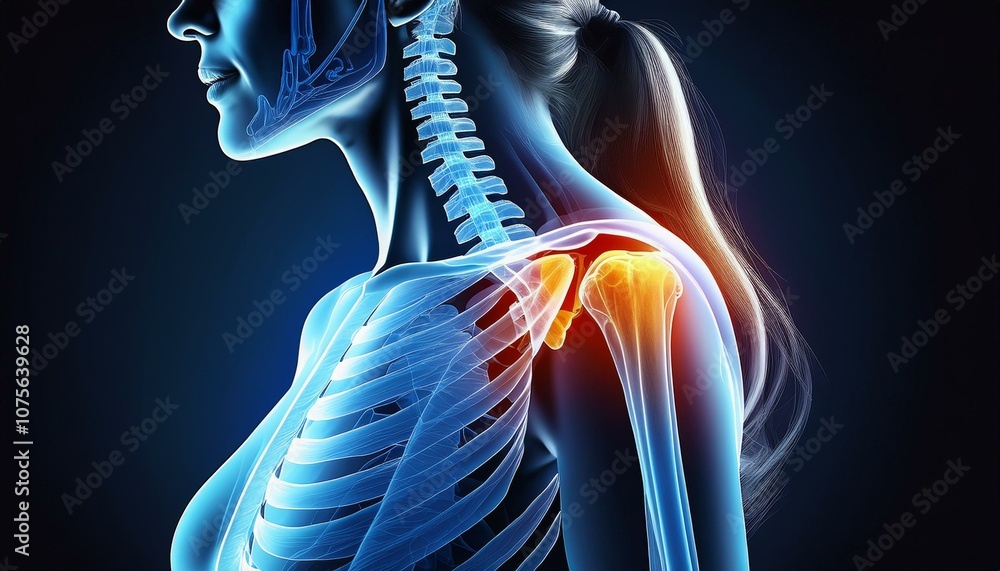 x ray image of healthy shoulder joint showing clavicle and humerus anterior view medical scan ...